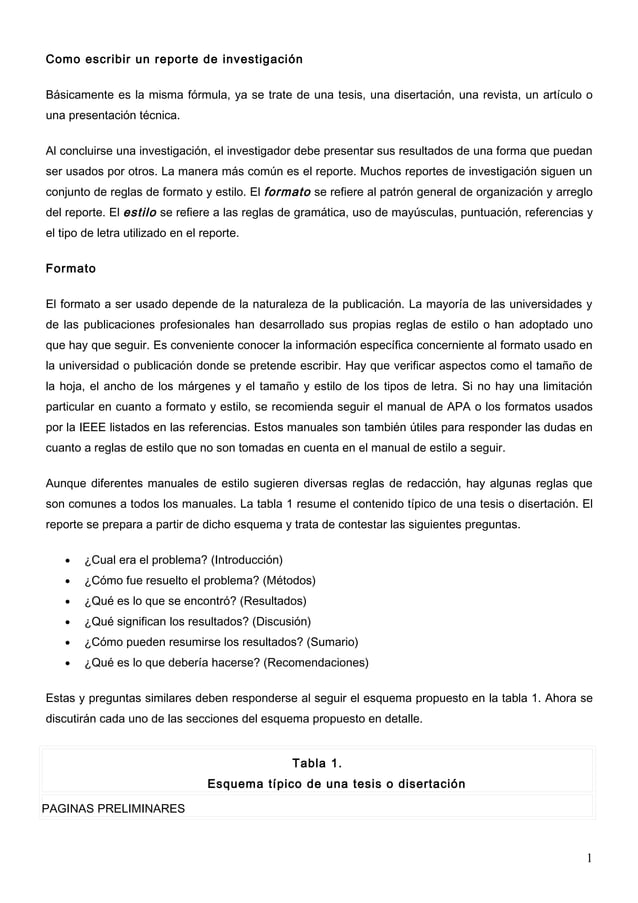 CóMo Escribir Un Reporte De InvestigacióN | DOC