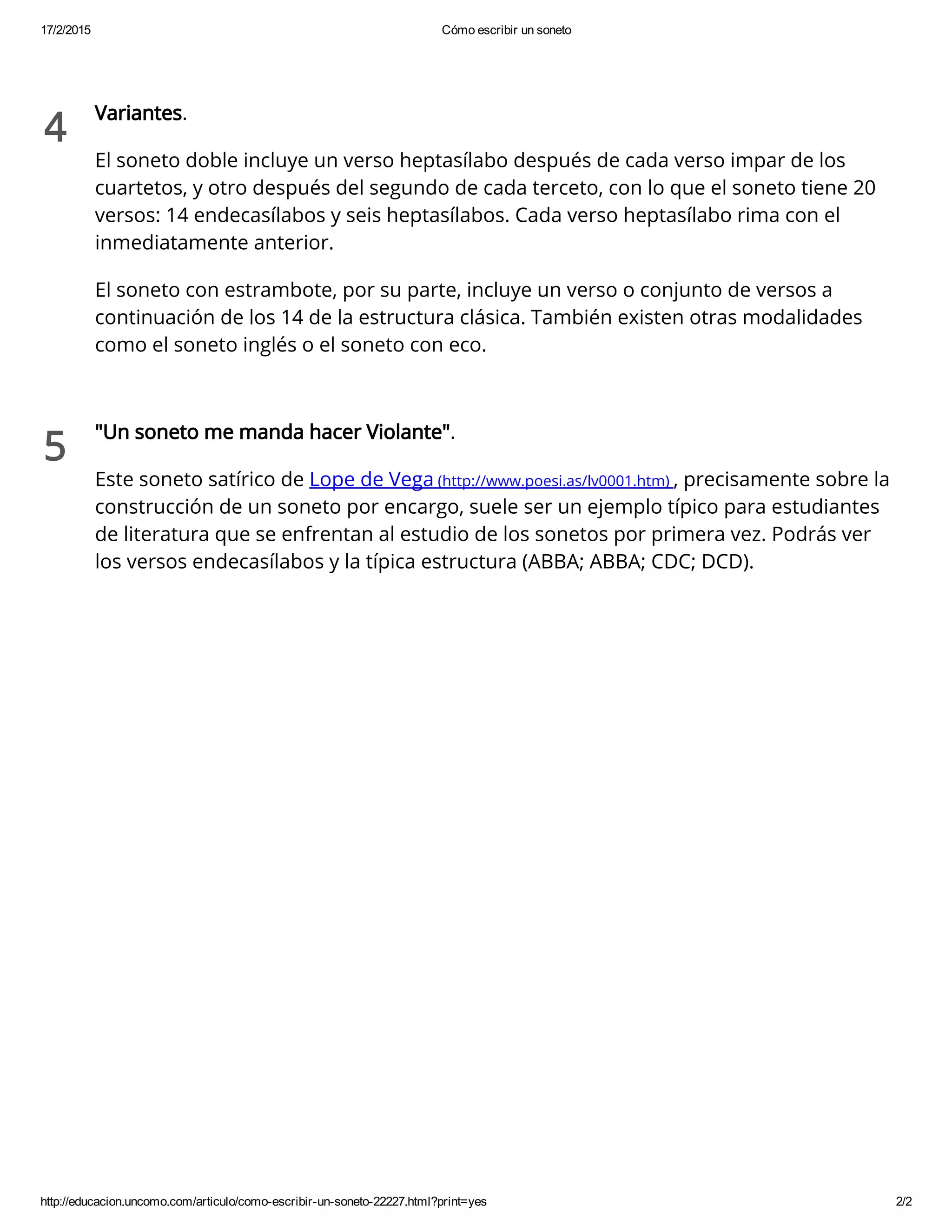 Cómo escribir un soneto | PDF