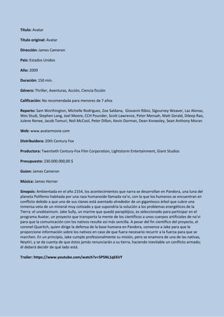 ¿Cómo hacer la ficha técnica de una película? | PDF