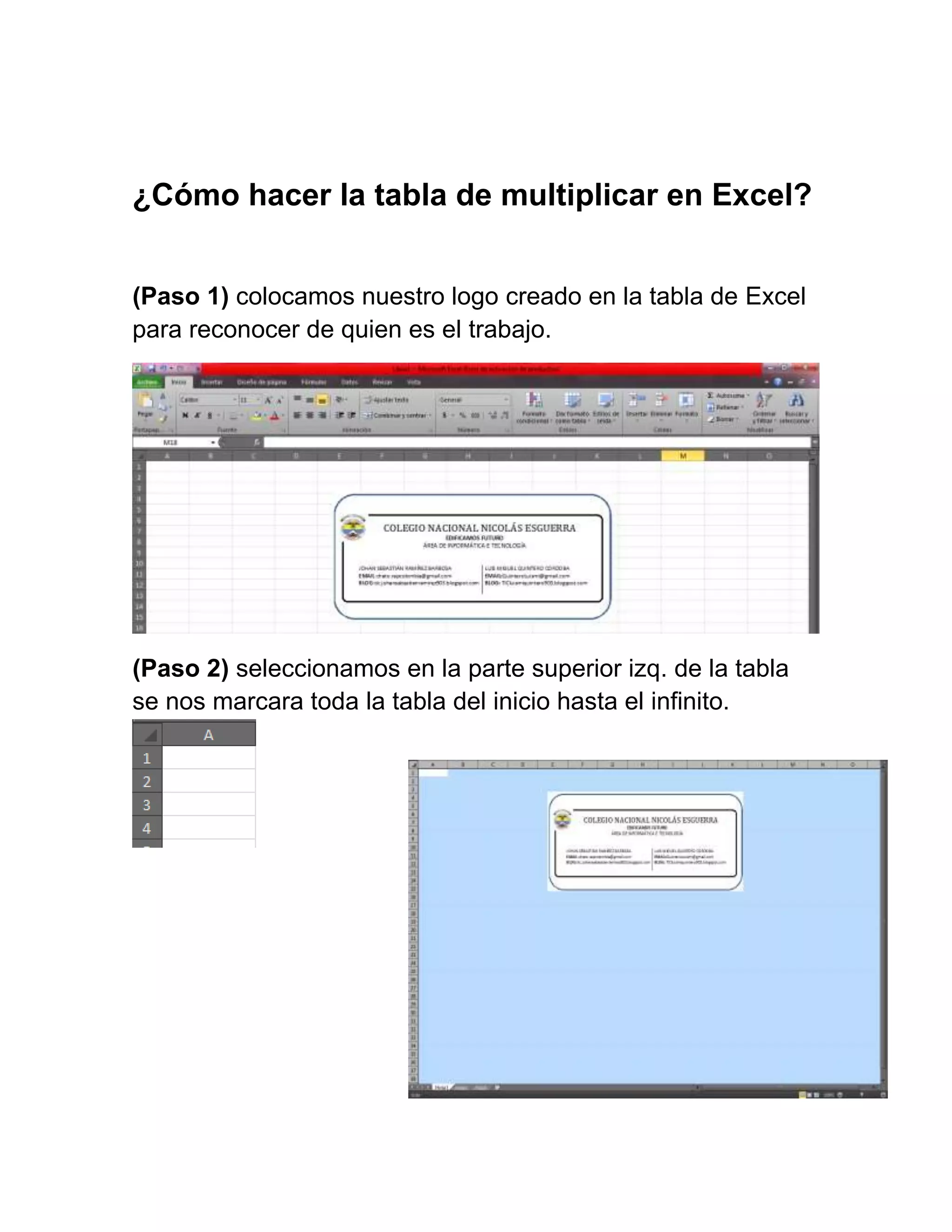Cómo hacer la tabla de multiplicar en excel | DOCX