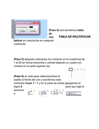 Cómo hacer la tabla de multiplicar en excel | DOCX