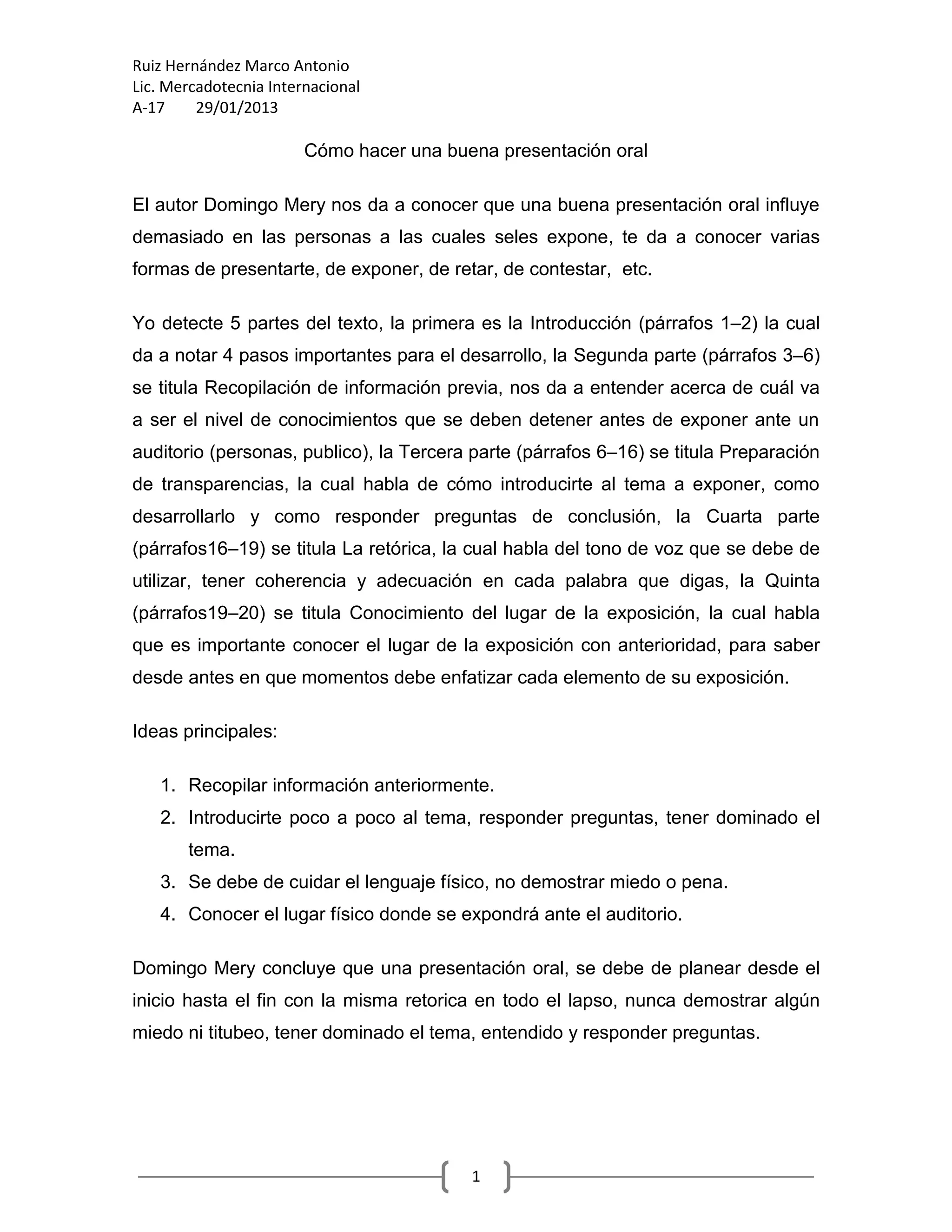Cómo Hacer Una Buena Presentación Oral Pdf