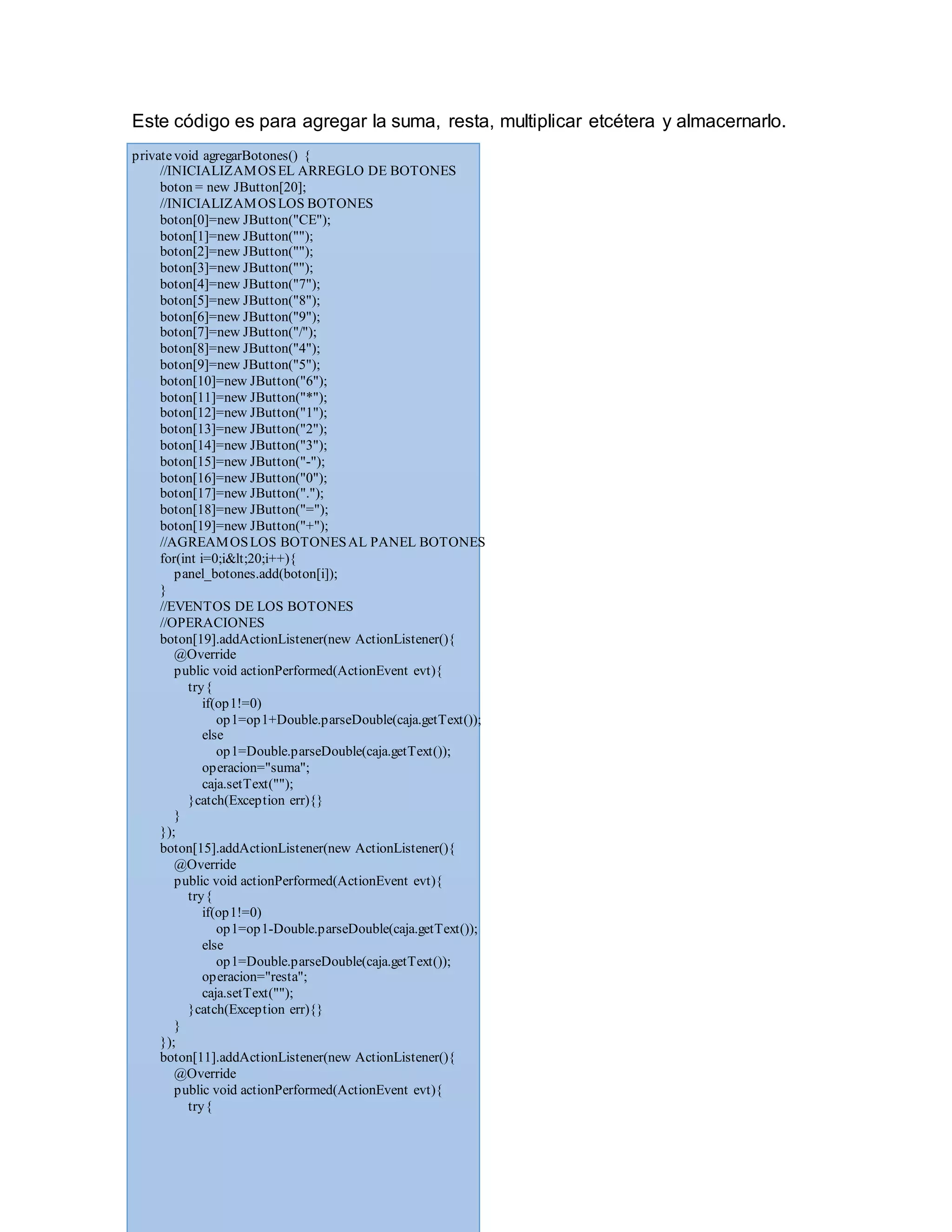 Hacer una calculadora en Java y en Visual Basic | DOCX