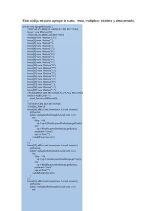 Hacer una calculadora en Java y en Visual Basic | DOCX
