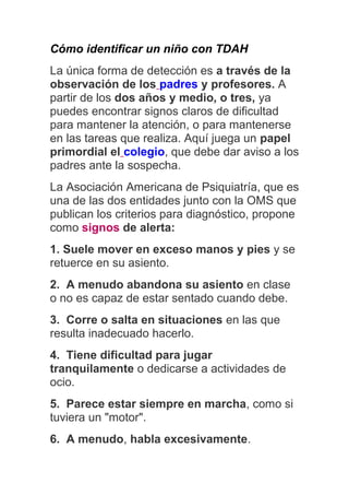 Cómo identificar el tdah en el aula | DOC