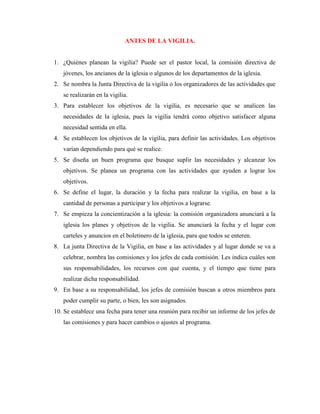 ¿Cómo organizar una vigilia? | PDF