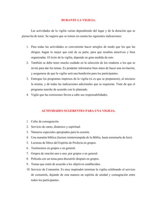 ¿Cómo organizar una vigilia? | PDF