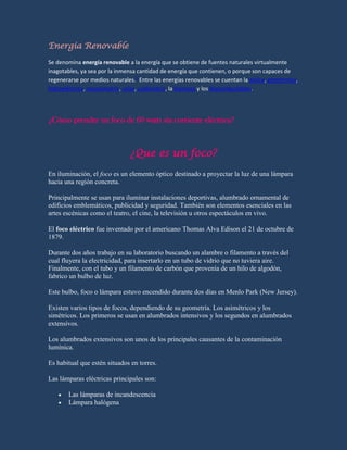 Cómo prender un foco de 60 watts sin corriente eléctrica | DOCX