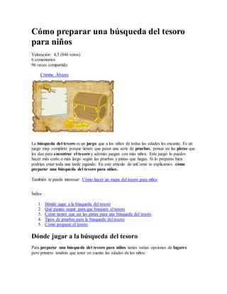 Cómo preparar una búsqueda del tesoro para niños | DOCX