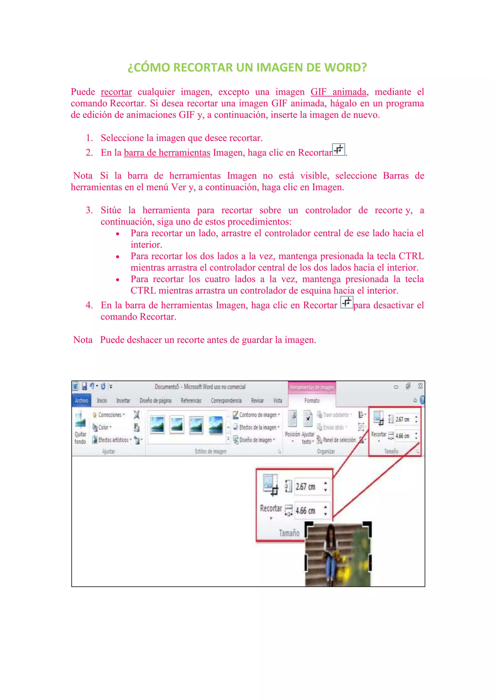 Cómo recortar un imagen de word | DOCX