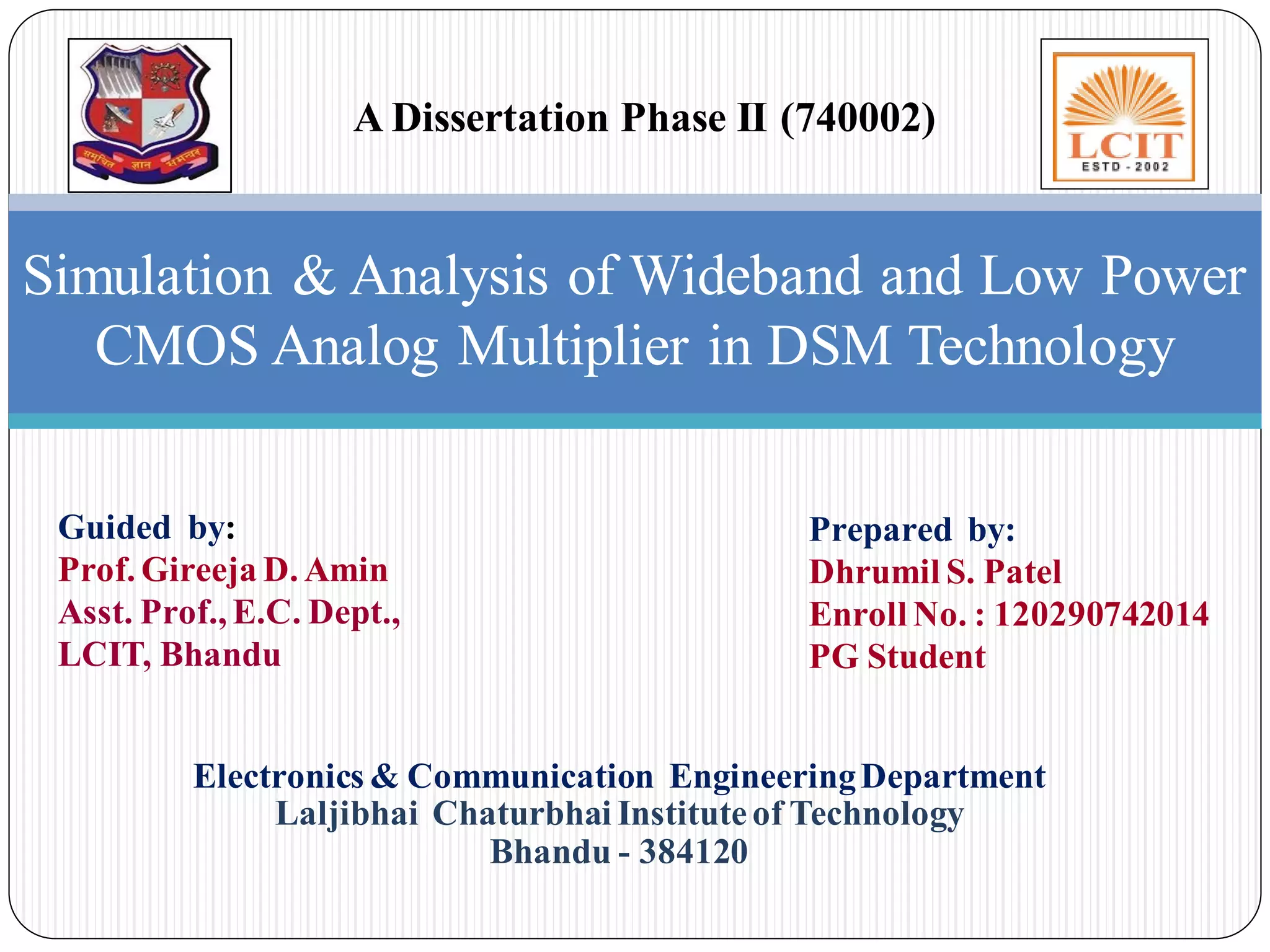 CMOS Analog Multiplier in Deep Sub-Micron Technology | PDF