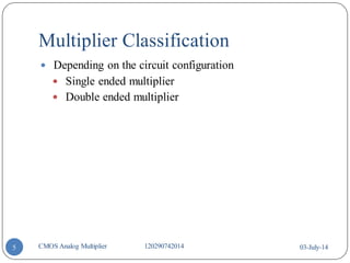 CMOS Analog Multiplier in Deep Sub-Micron Technology | PDF
