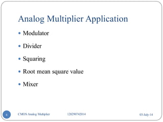 CMOS Analog Multiplier in Deep Sub-Micron Technology | PDF