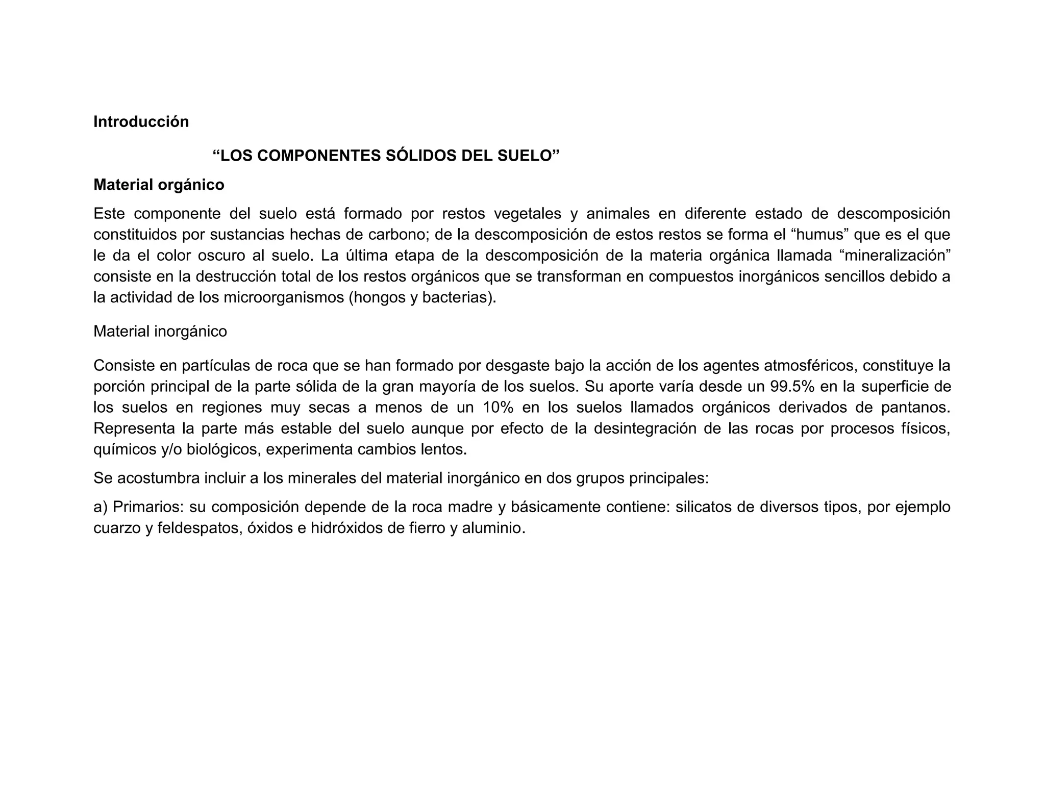 Cómo se clasifican los componentes sólidos del suelo | DOCX | Geology ...