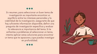 Cómo seleccionar un buen tema de investigación | PDF