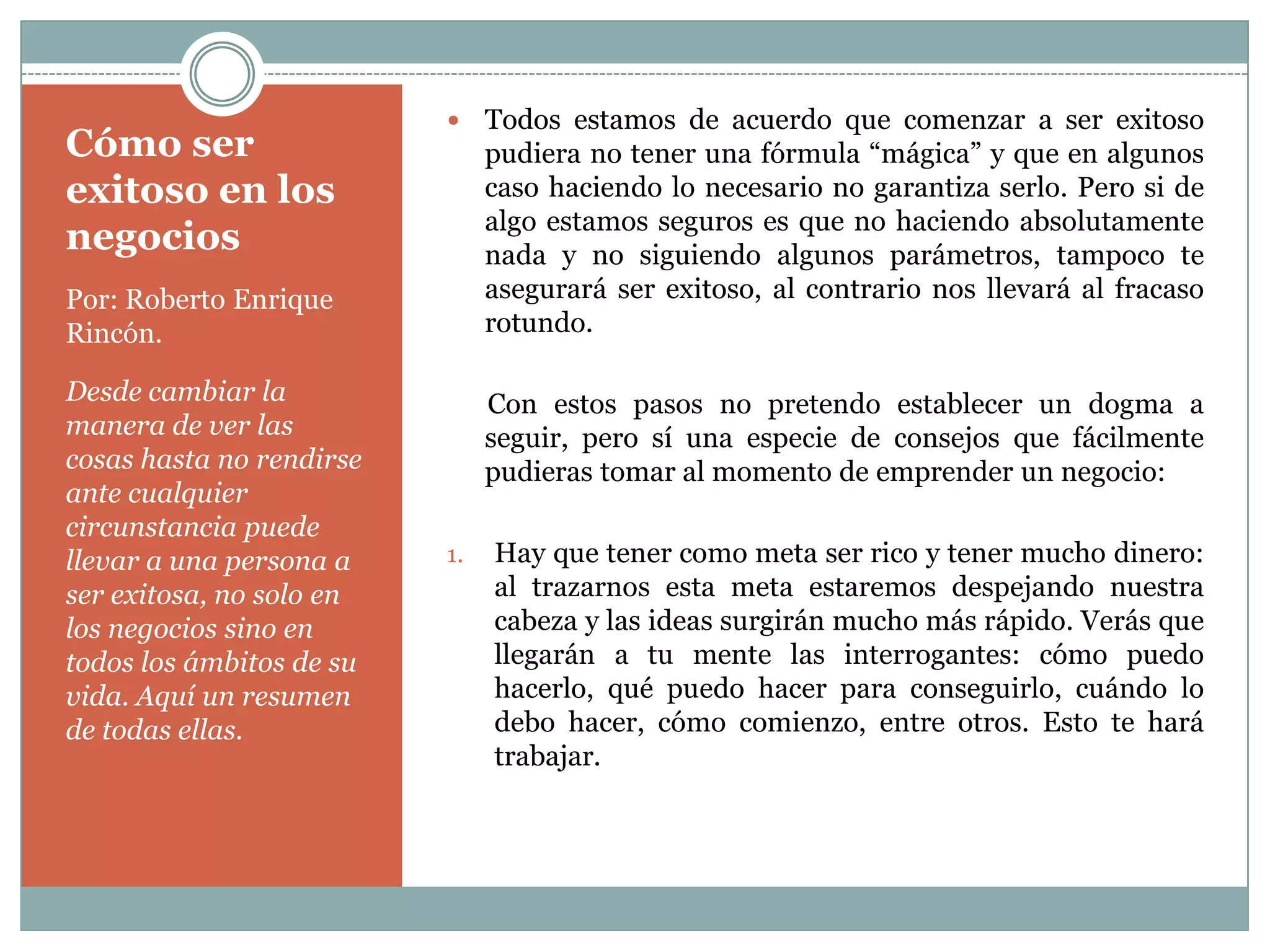 Cómo Ser Exitoso En Los Negocios Ppt