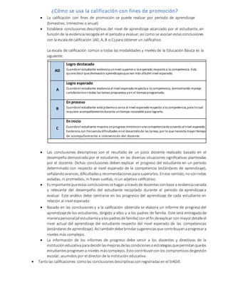 Escala de calificacion de la Educacion Basica | DOCX