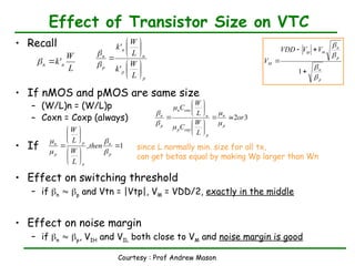 DC transfer characteristics of a CMOS inverter | PPT