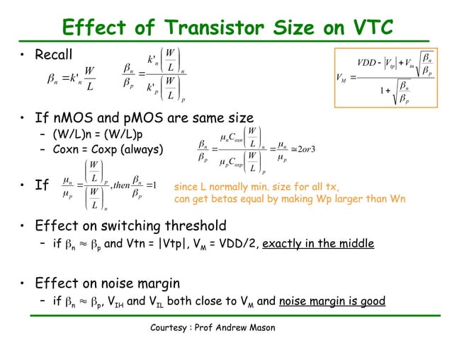 DC transfer characteristics of a CMOS inverter | PPT