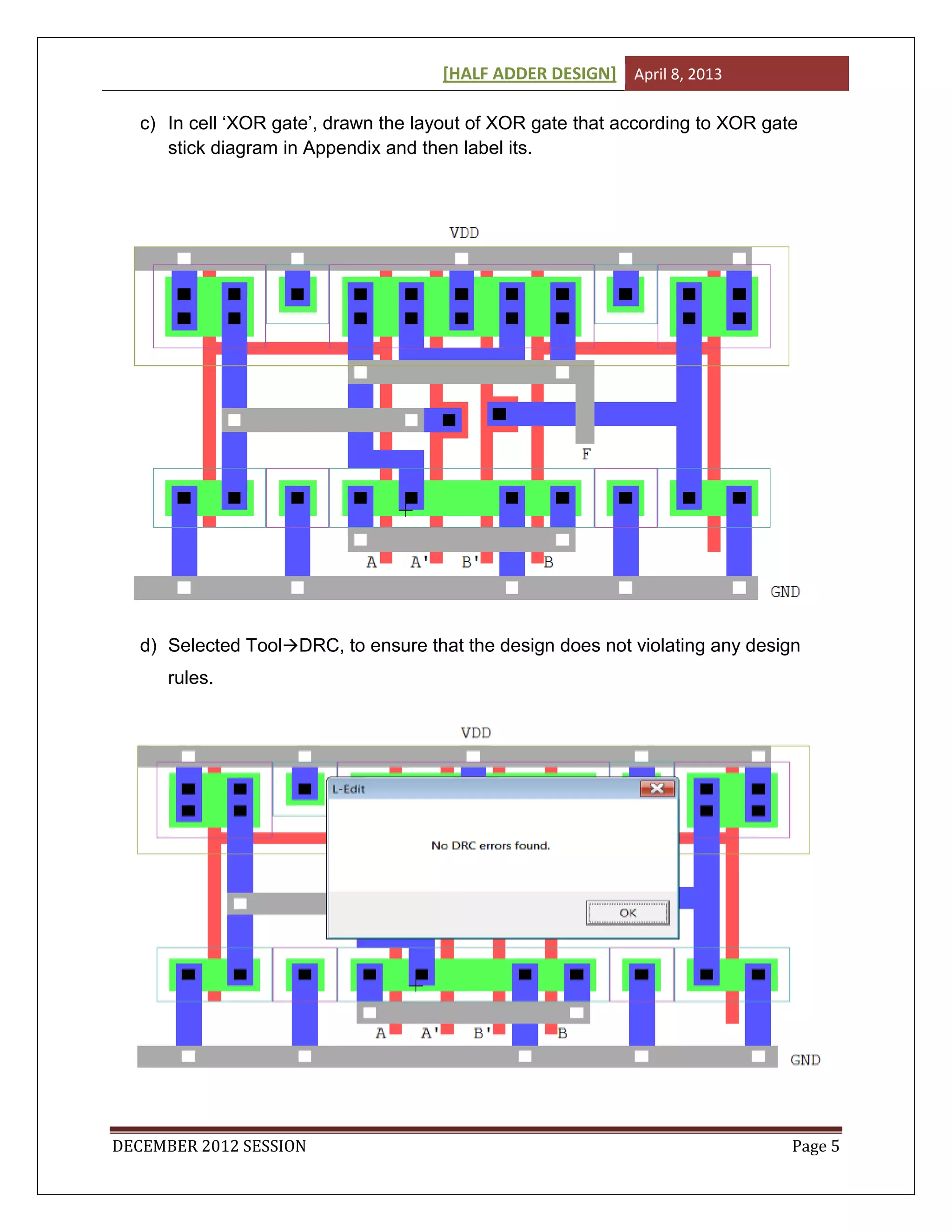 Half adder layout design | PDF