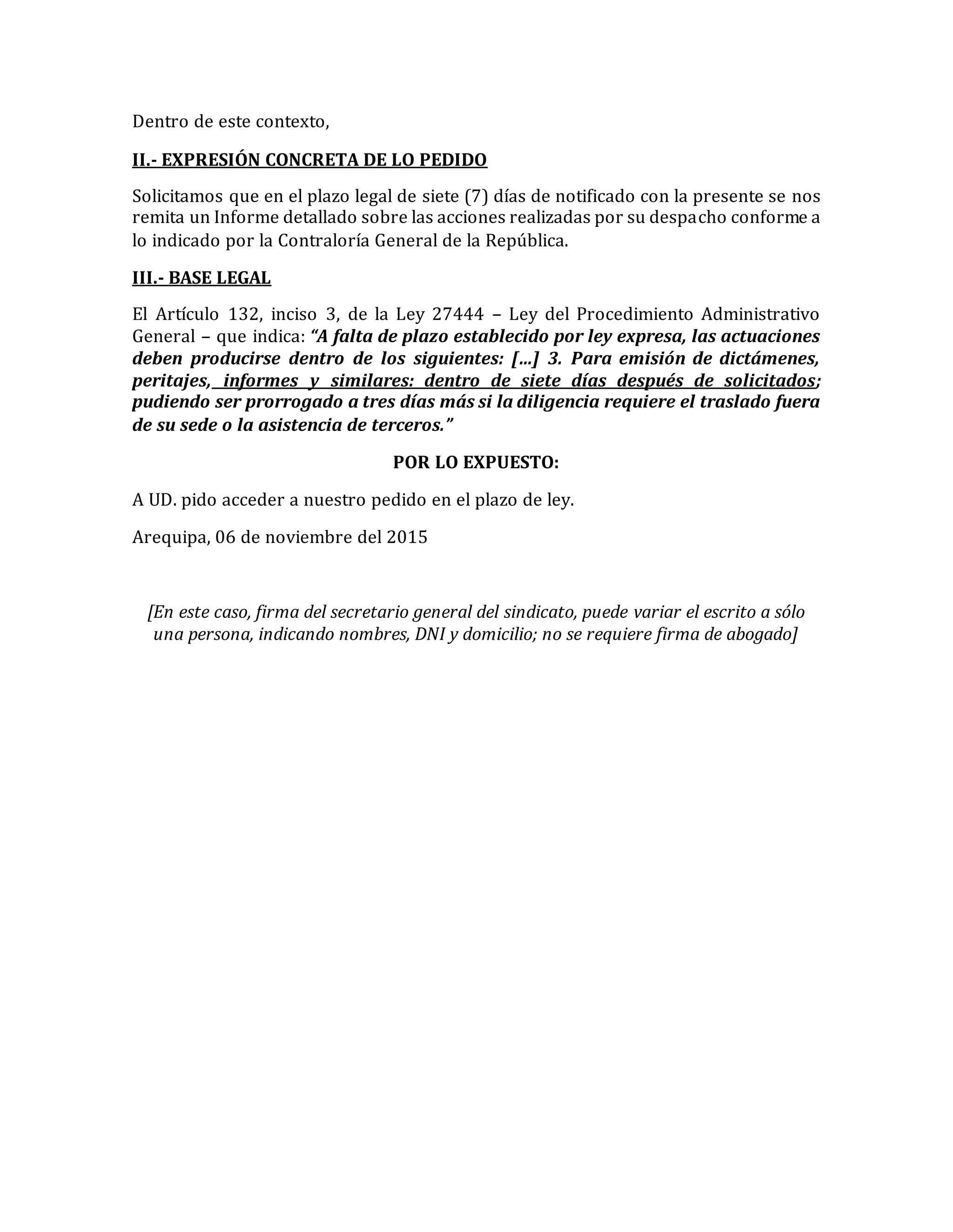 Cómo solicitar la emisión de un informe a una autoridad administrativa ...