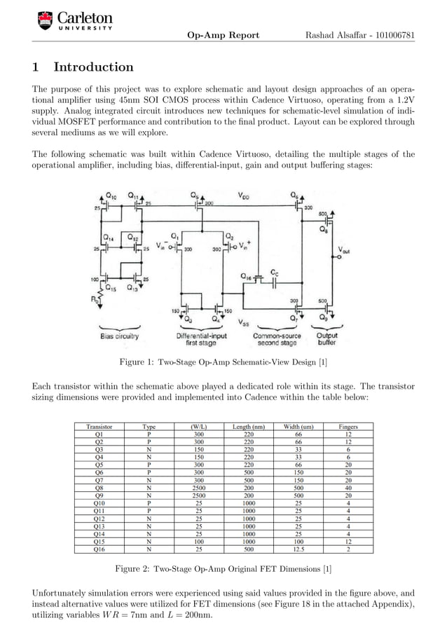 CMOS Operational Amplifier Design | PDF