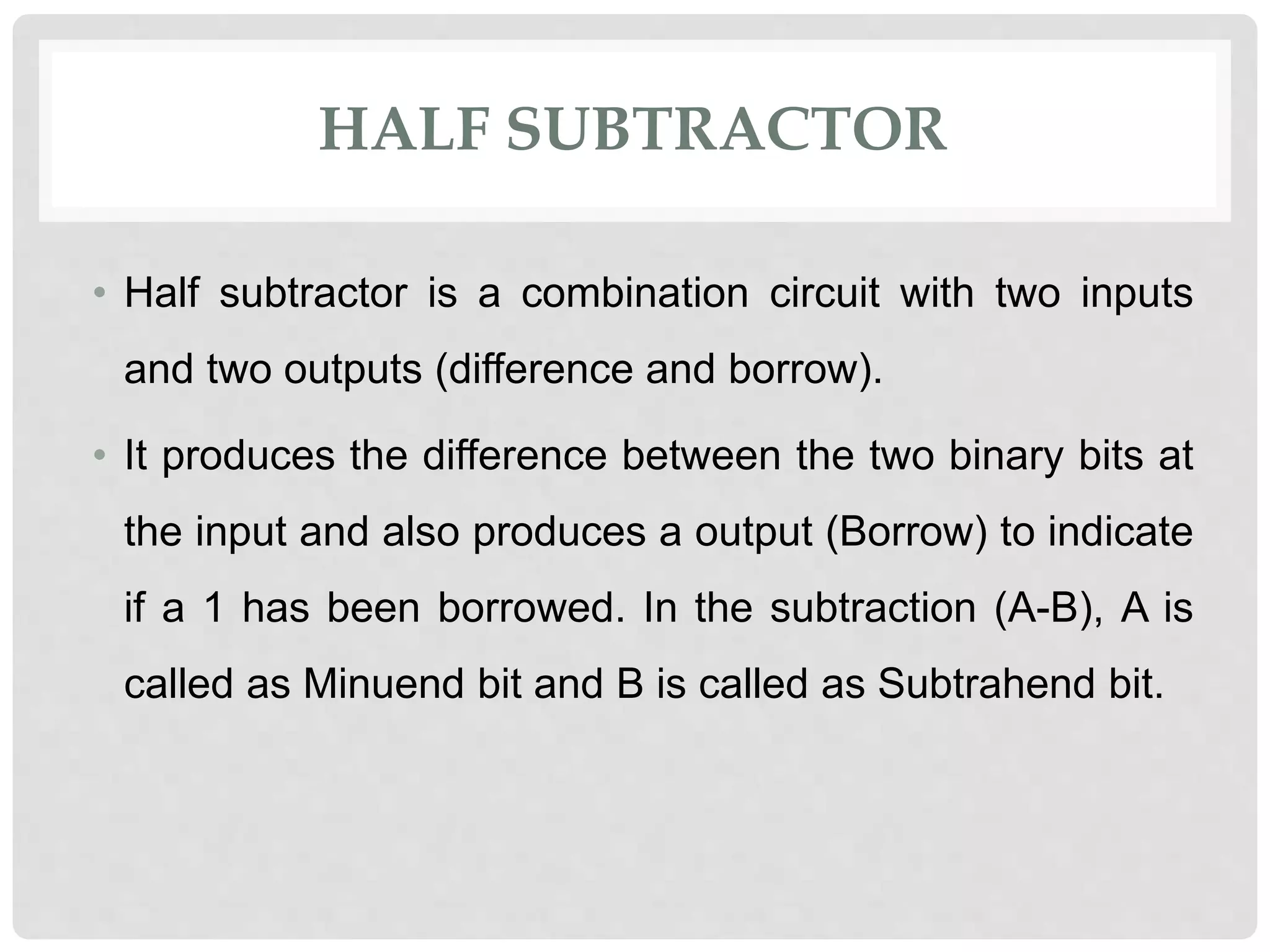 halfadder & halfsubtractor using 4:1 MUX | PPTX