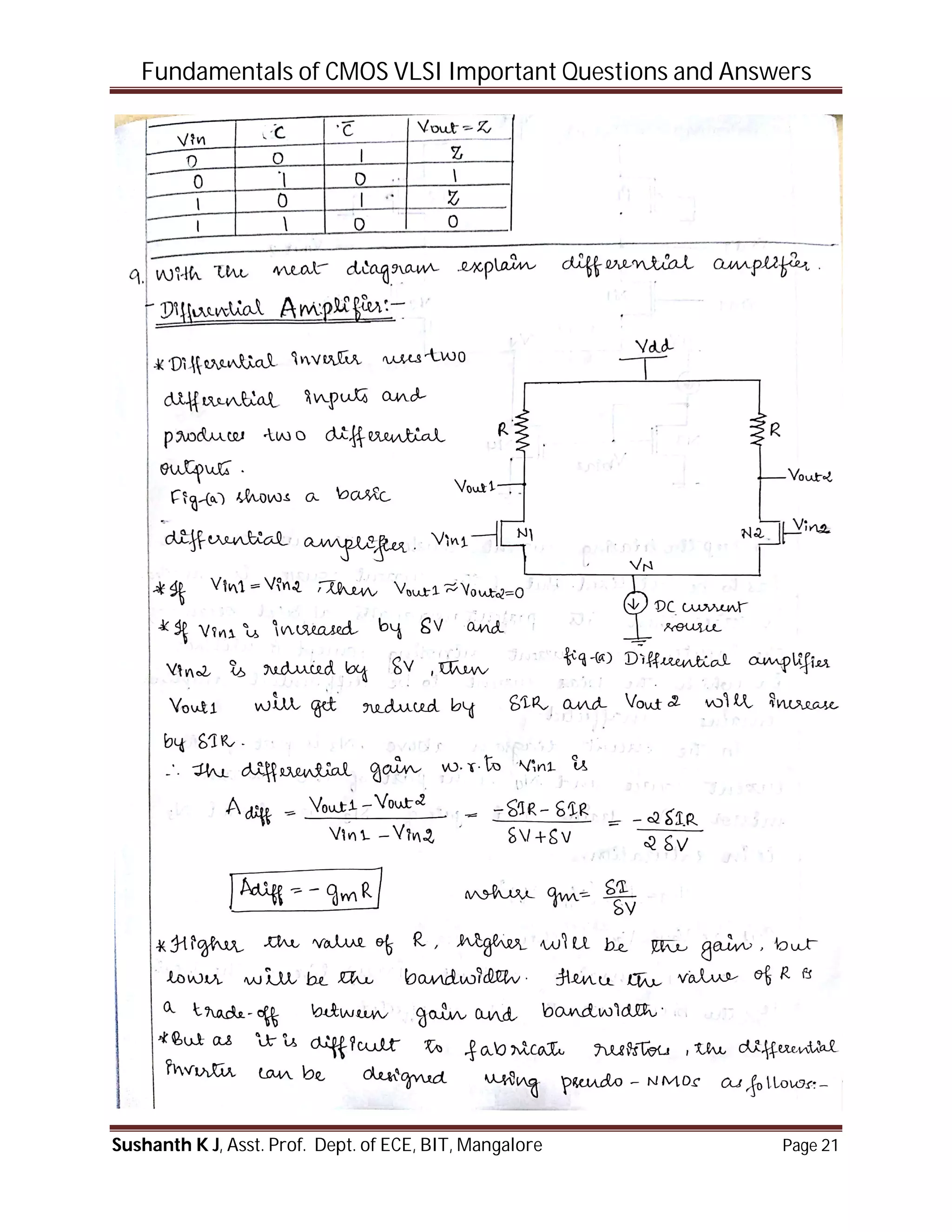 Fundamentals of CMOS VLSI Assignment questions with answers | PDF