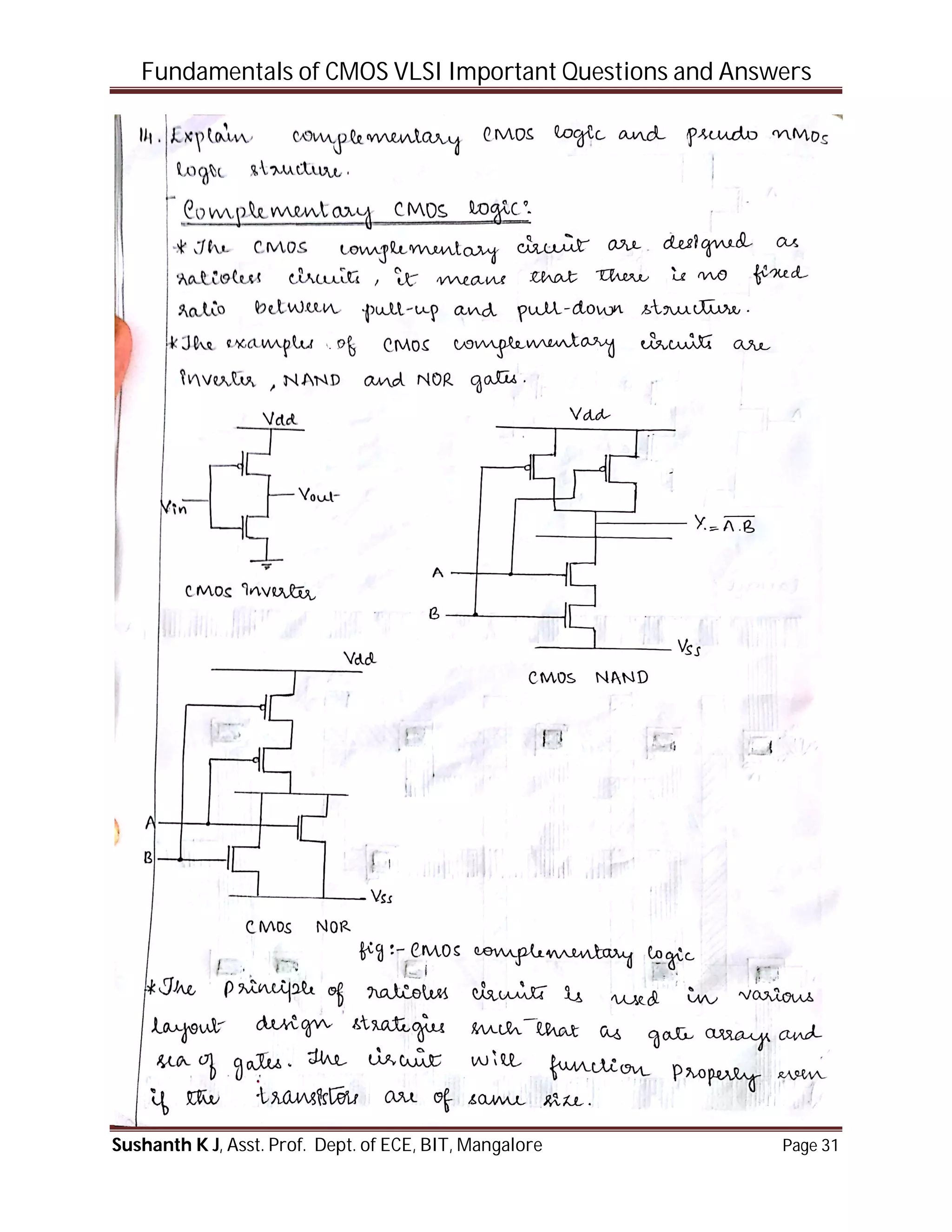 Fundamentals of CMOS VLSI Assignment questions with answers | PDF | Technology & Computing