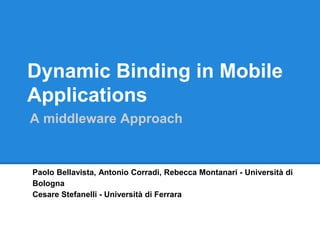 Dynamic Binding in mobile apps | PPTX | Computing | Technology & Computing