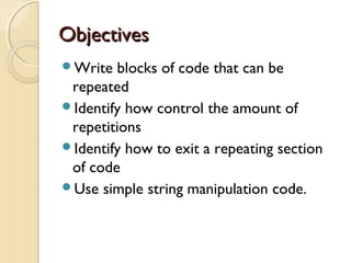 CMP1001 Loops 1 | PPT