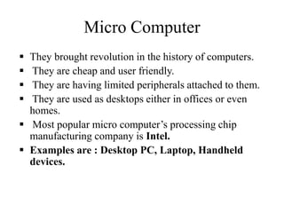 Cmp104 lec 4 types of computer | PPTX