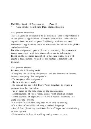CMP105 Week 10 Assignment Page 2`Case Study Healthcare D | PDF