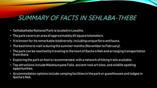 Overview of Lesotho 's natural beauty tourist attractions | PPTX