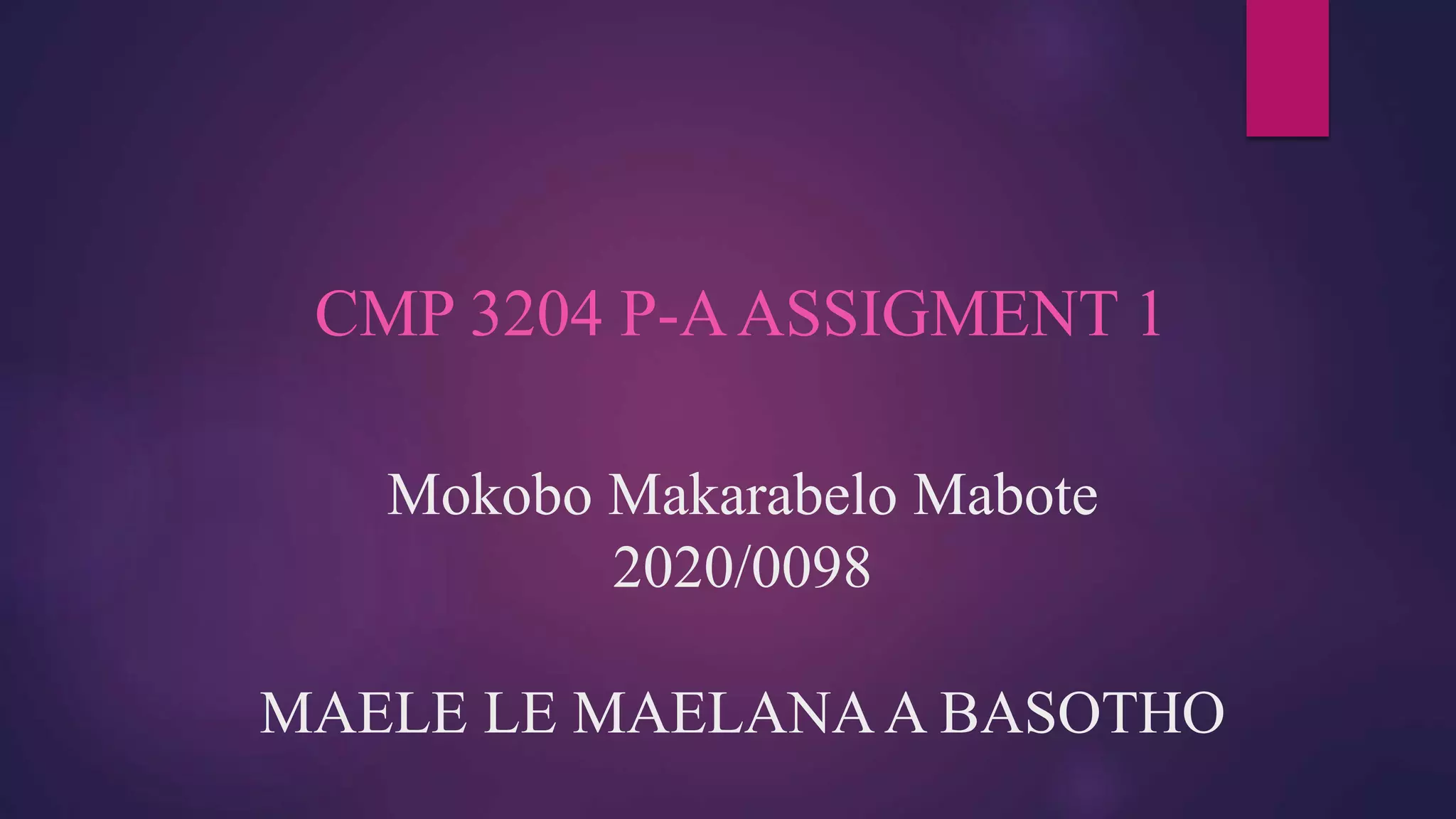 MAELE LE MAELANA | PPTX