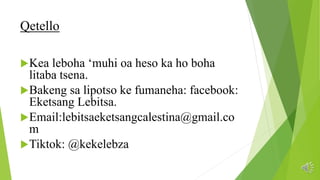 SEHLABA-THEBE NATIONAL PARK BY LEBITSA EKETSANG | PPT