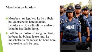 BATHO LE MESEBETSI EA BONA KA TUMISANG KHOMO | PPT