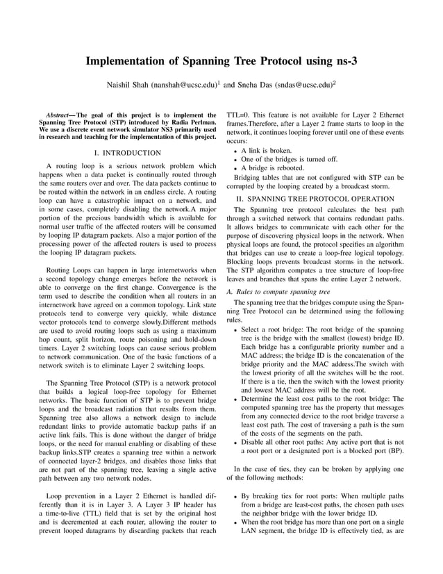Implementation of Spanning Tree Protocol using ns-3 | PDF