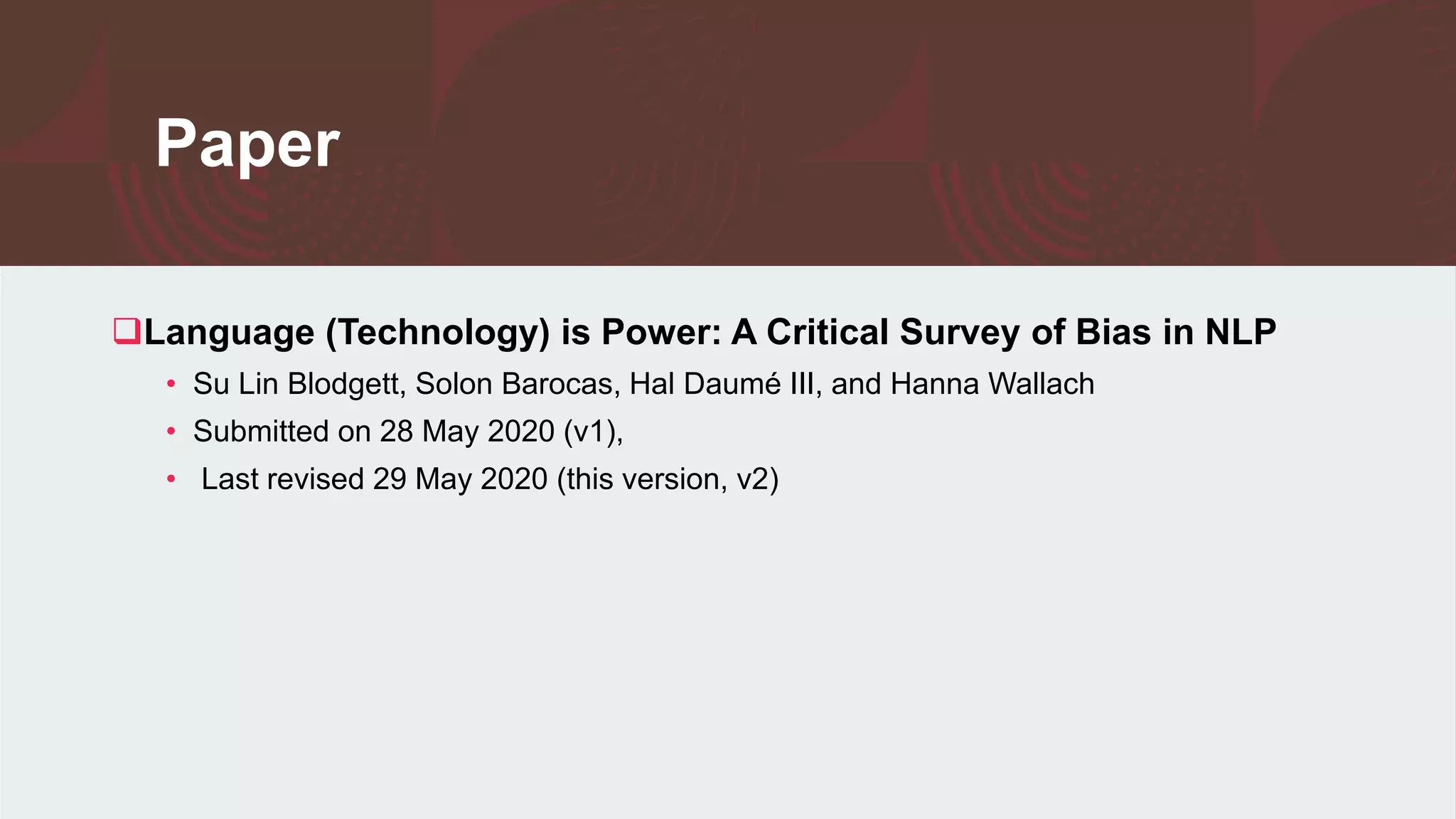 A Survey of ‘Bias’ in Natural Language Processing Systems | PPTX