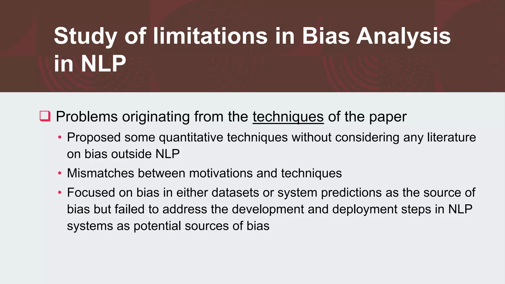 A Survey of ‘Bias’ in Natural Language Processing Systems | PPTX