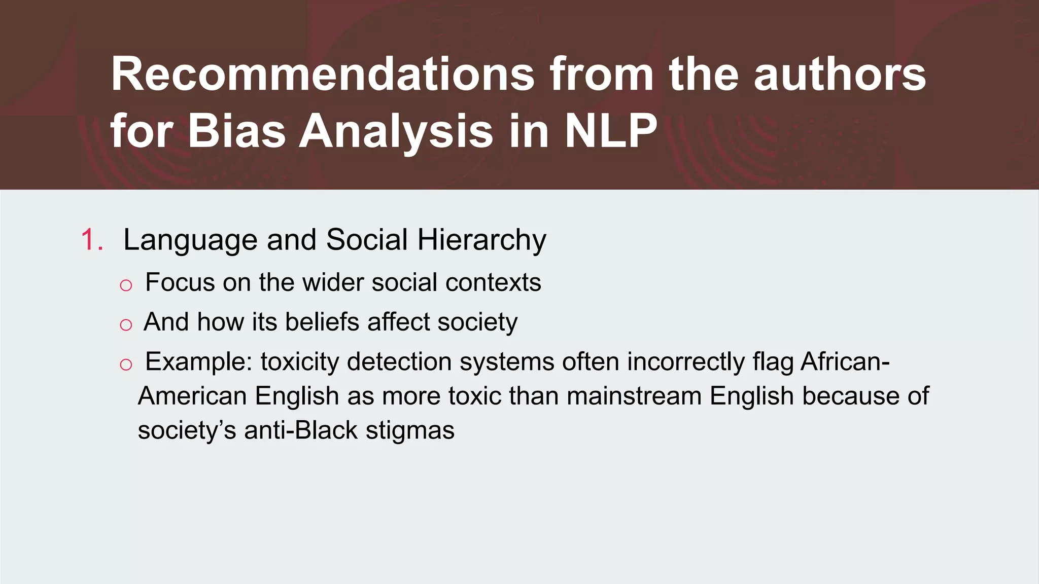 A Survey of ‘Bias’ in Natural Language Processing Systems | PPTX