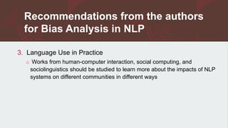 A Survey of ‘Bias’ in Natural Language Processing Systems | PPTX
