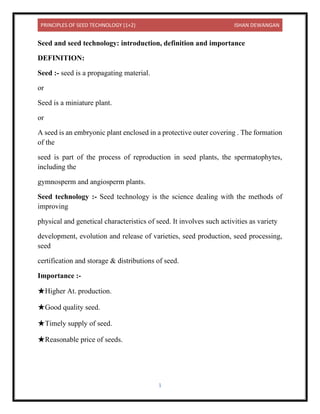principles of seed technology 5221 notes | PDF