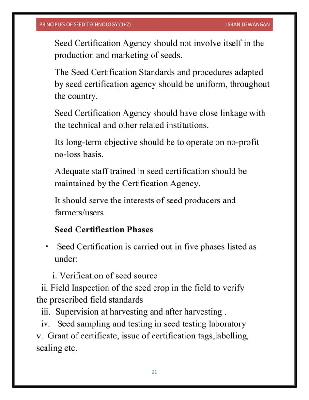 principles of seed technology 5221 notes | PDF | Agriculture | Industries
