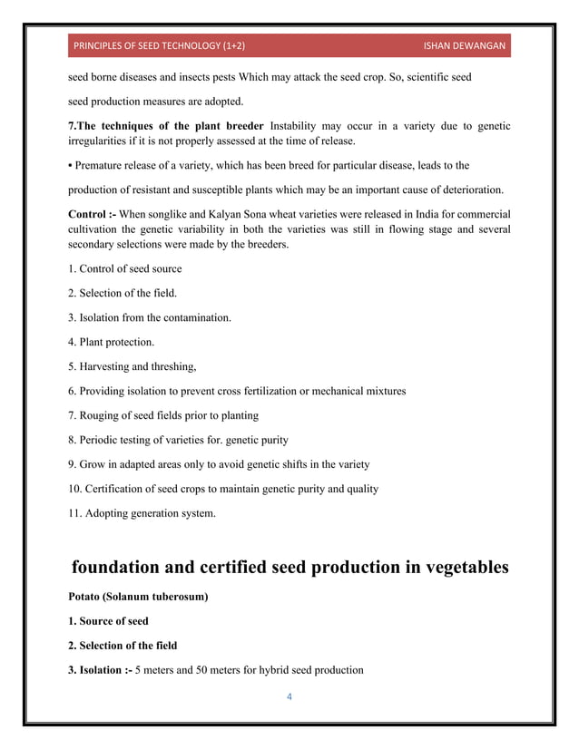 principles of seed technology 5221 notes | PDF | Agriculture | Industries
