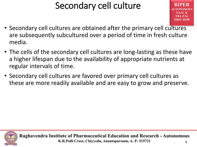 various types of cell culture | PPTX | Biological Sciences | Science