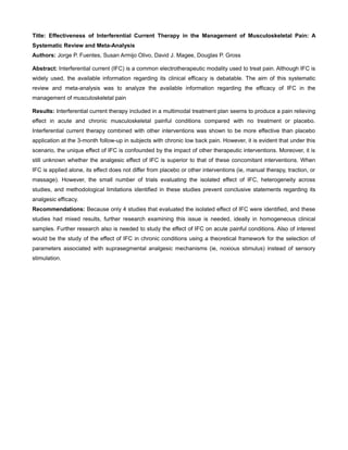 Chronic Myofascial Pain Syndrome- Final Case Presentation | PDF