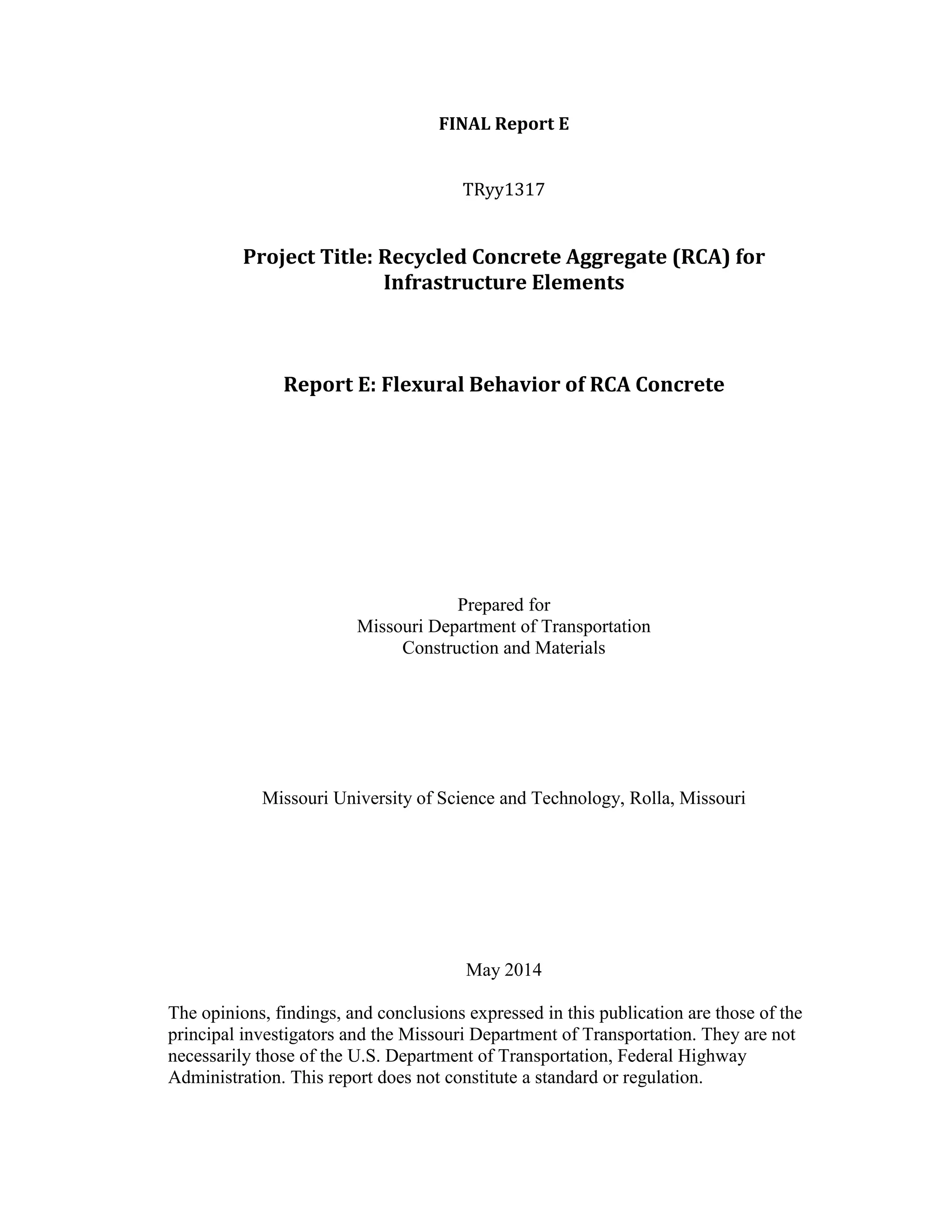 Recycled Concrete Aggregate (RCA) for Infrastructure Elements | PDF