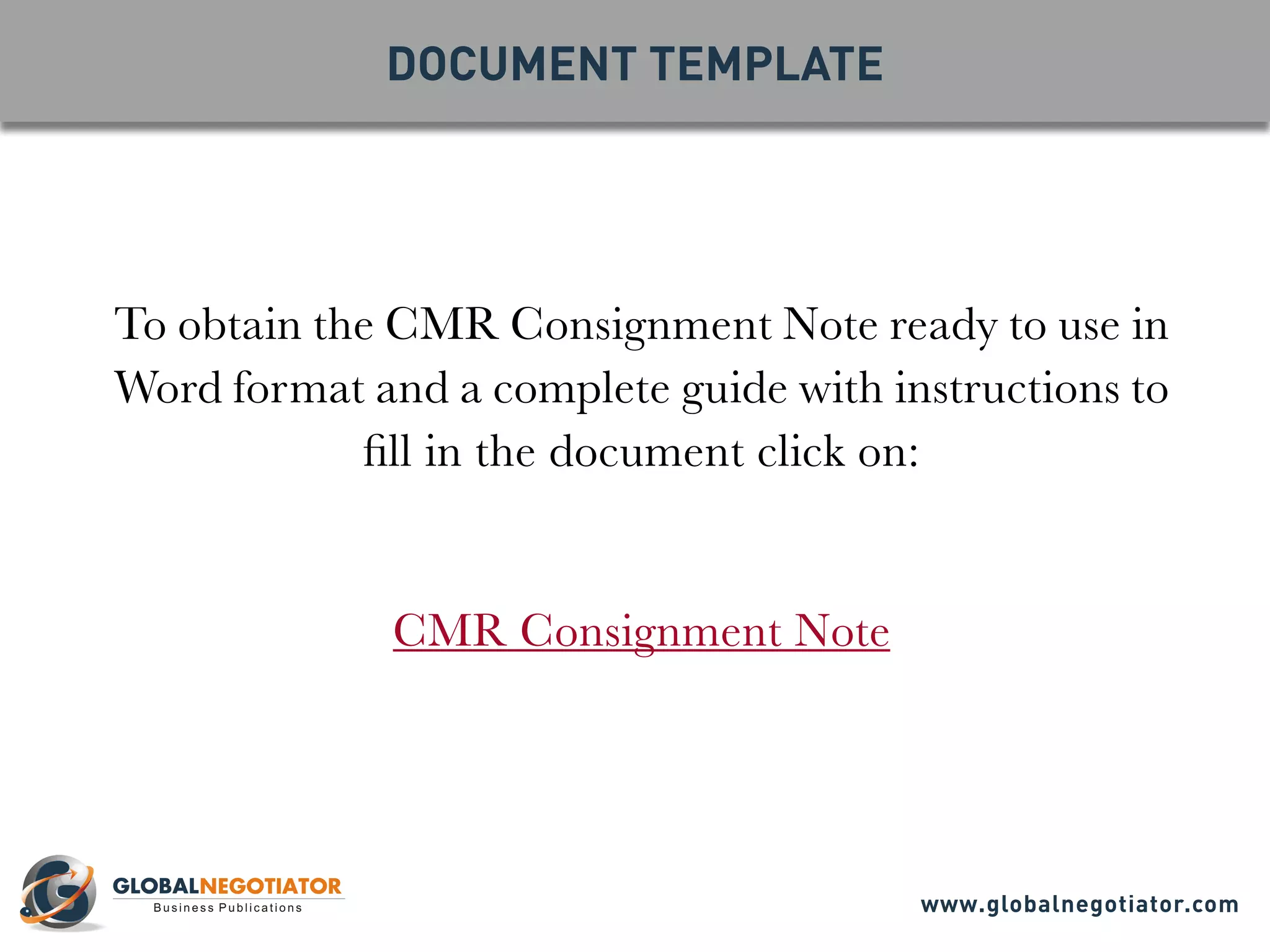 CMR CONSIGNMENT NOTE - Form and User Guide | PPT