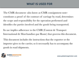 CMR CONSIGNMENT NOTE - Form and User Guide | PPT